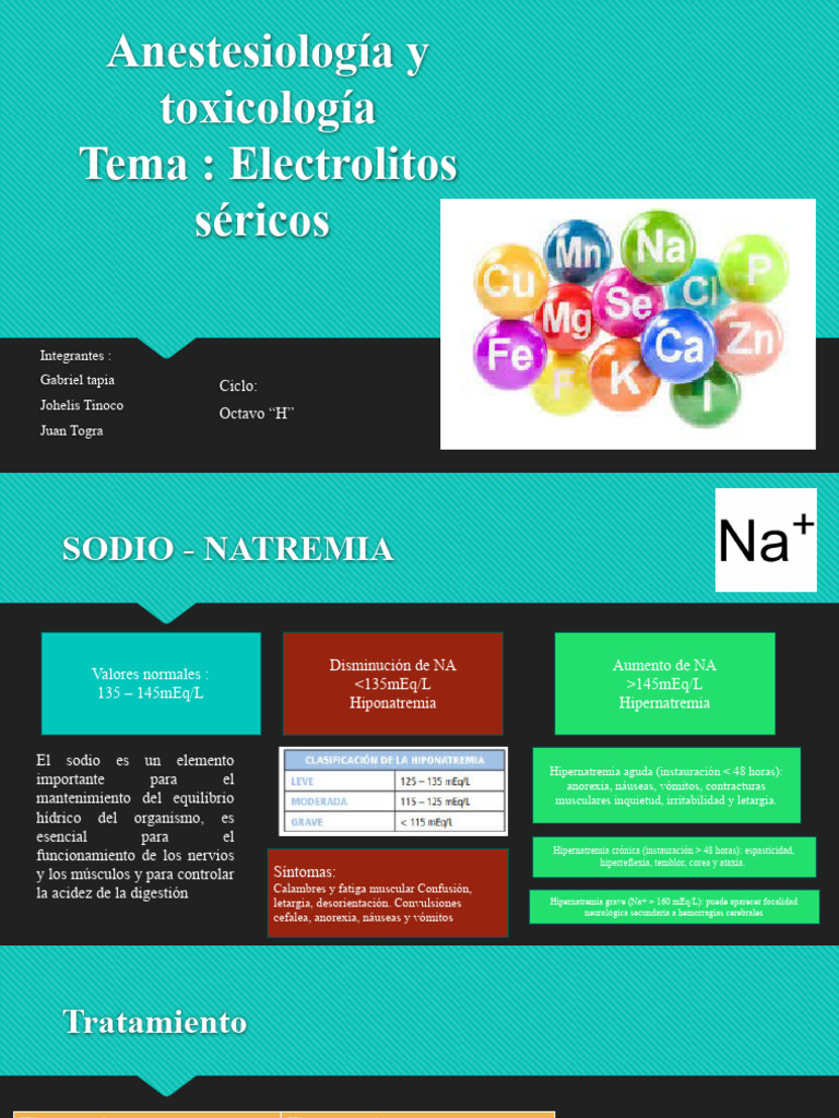 Electrolitos | PDF | Sodio | Potasio