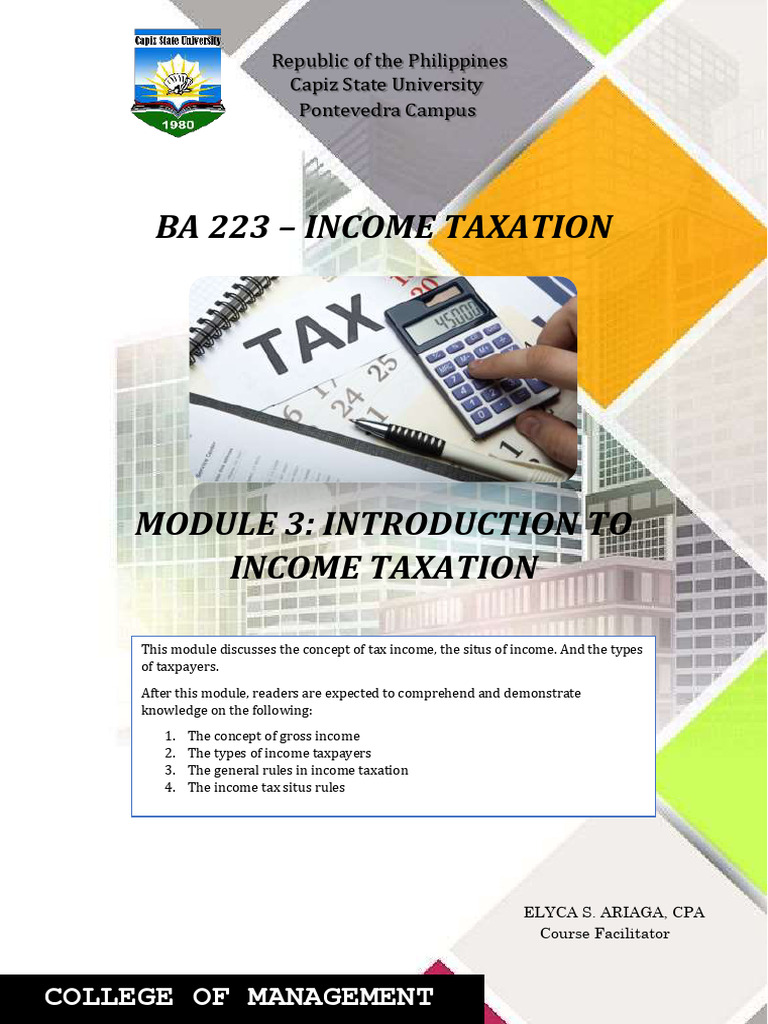 Module-3-Taxation | PDF | Gross Income | Taxes