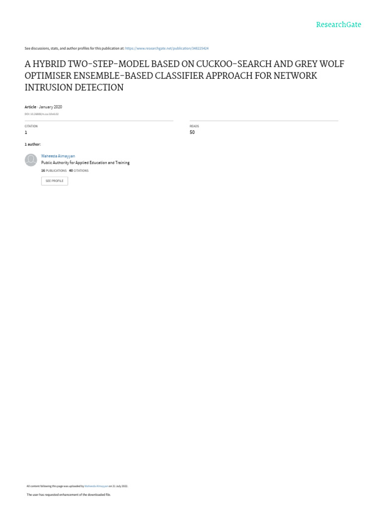 A_HYBRID_TWO-STEP-MODEL_BASED_ON_CUCKOO-SEARCH_AND | PDF | Algorithms | Machine Learning