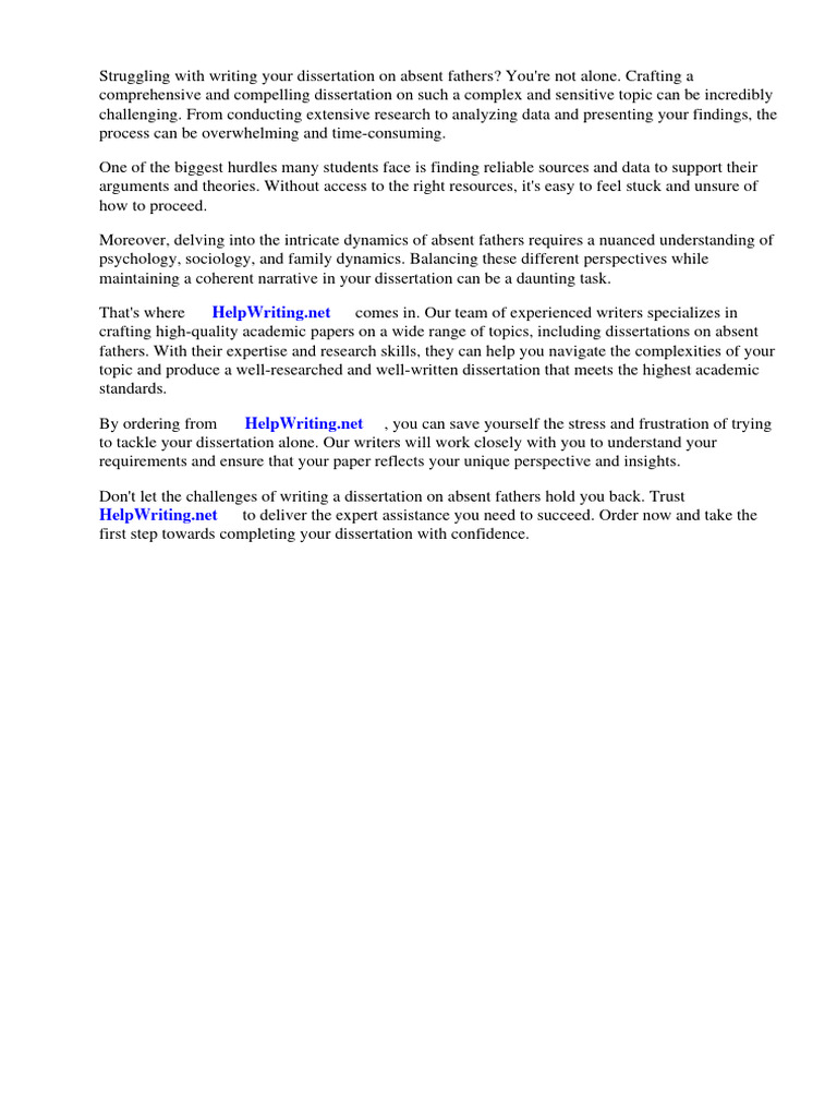 Dissertation On Absent Fathers | PDF | Father | Statistics
