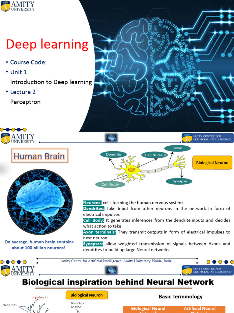 Deep Learning: - Course Code: - Unit 1 | PDF | Neuron | Dendrite