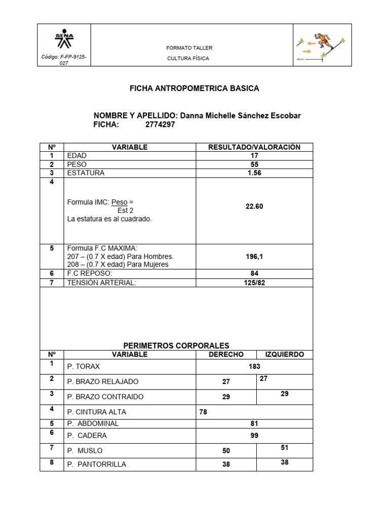 Ficha Antropometrica. para Todos | Descargar gratis PDF | Dieta y ...