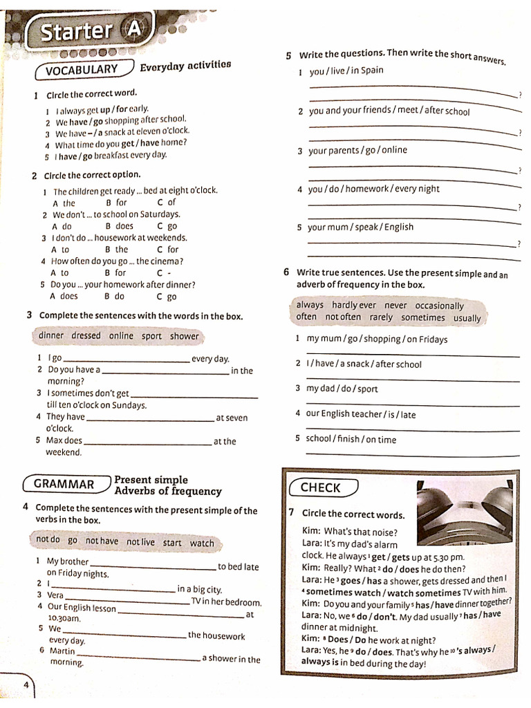 Achievers B1 WORKBOOK STARTER A AND B. PAGES 4, 5. | PDF