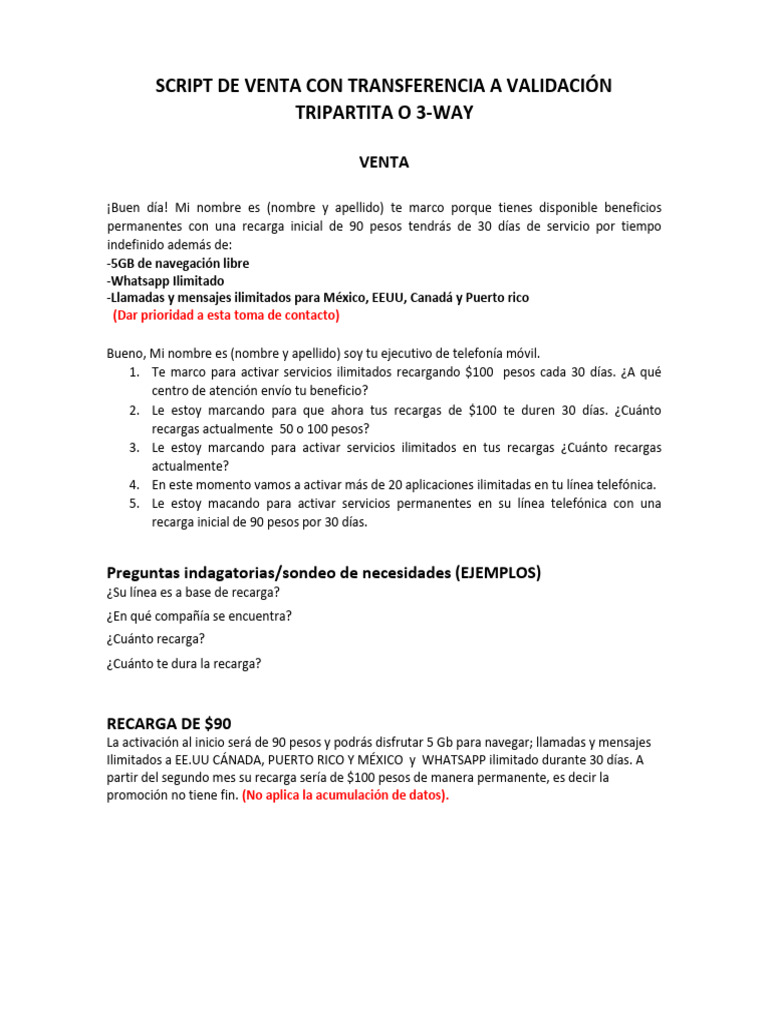 Script de Venta y Tripartita 2023 | PDF | Servicios en línea | Informática