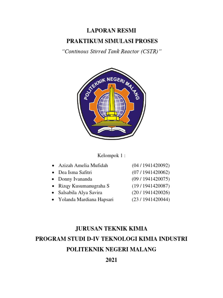 Kelompok 1 3C-D4 Laporan CSTR | PDF | Metode & Bahan Ajar | Sains & Matematika