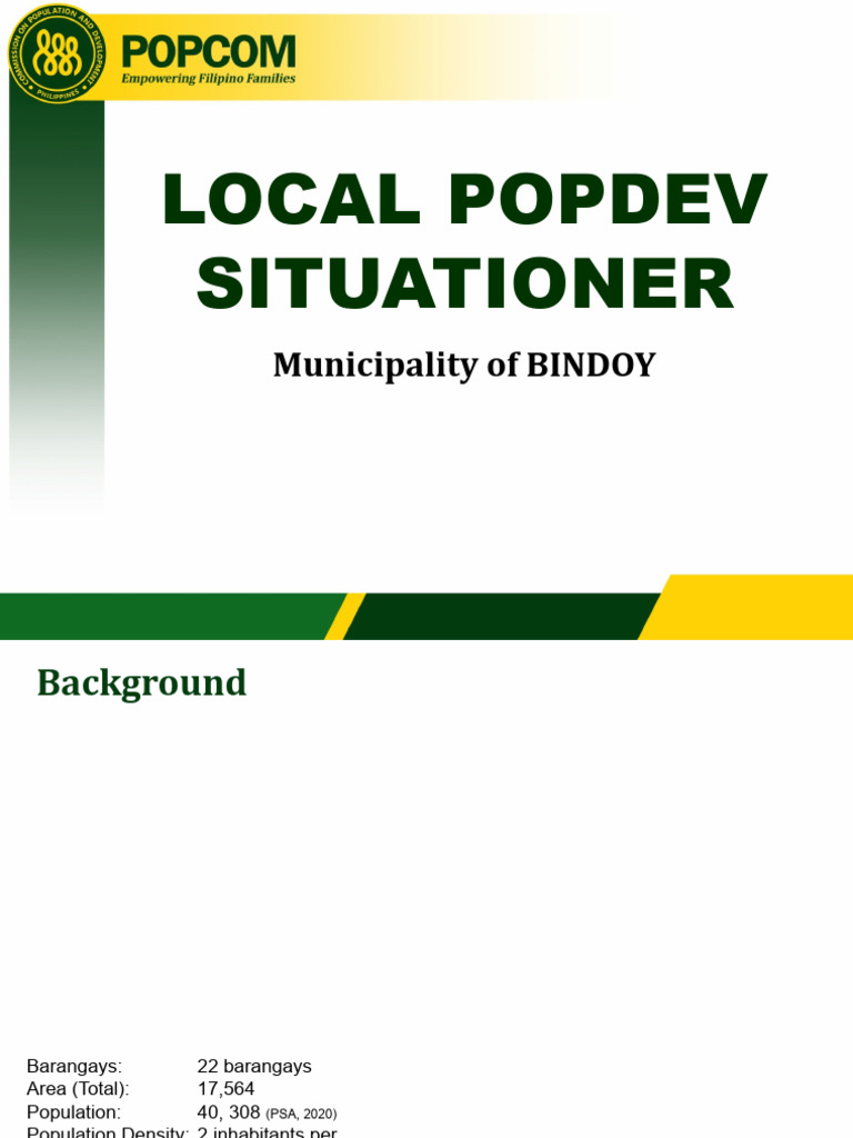 BINDOY POPDEV Situationer | PDF | Family Planning | Birth Control