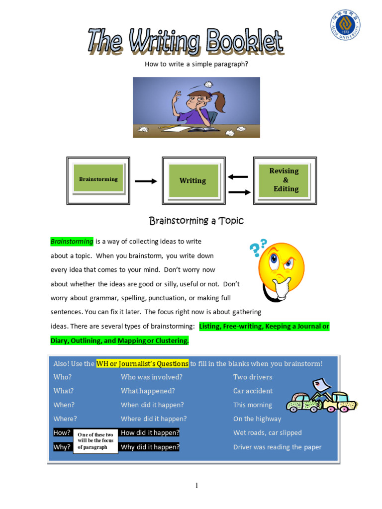 Writing Booklet October 2022 | PDF | Paragraph | Brainstorming