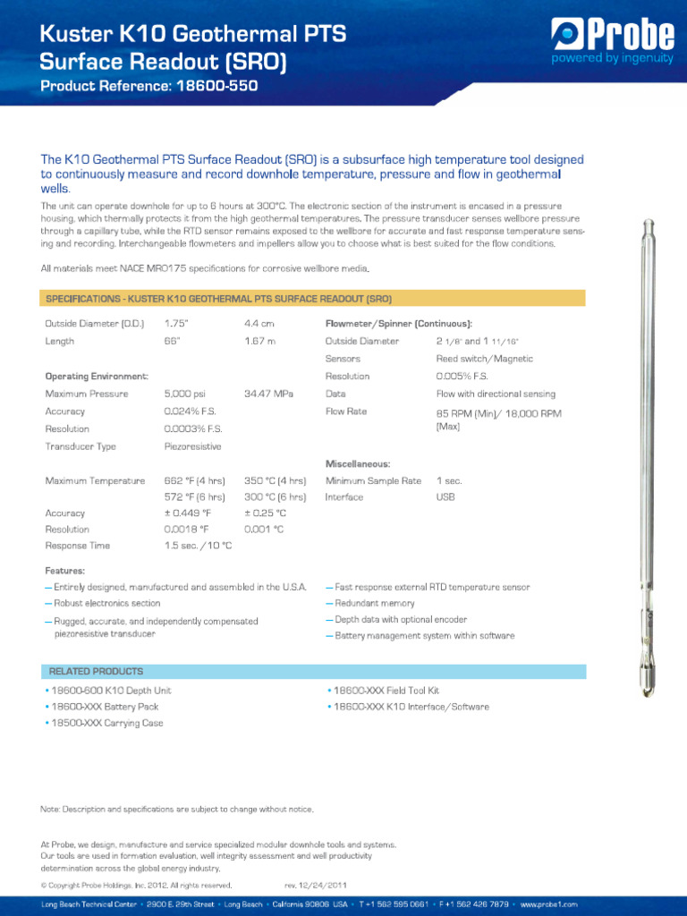 Kuster K10 PTS Geothermal SRO - Brochure | PDF