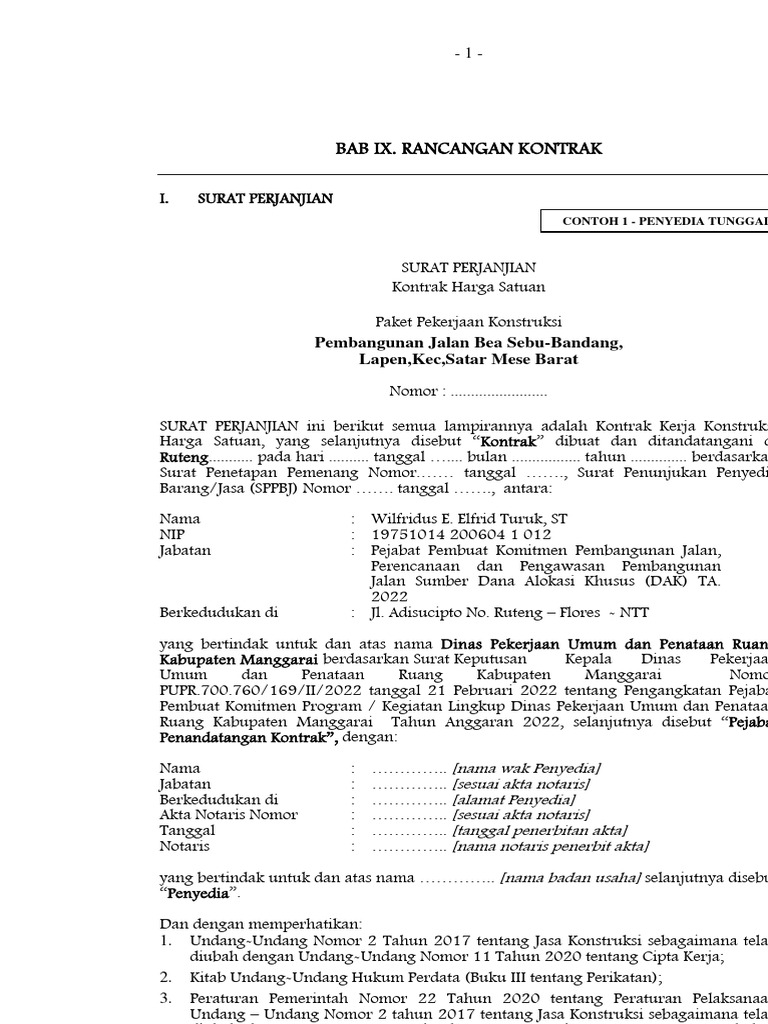 Rancangan Kontrak | PDF