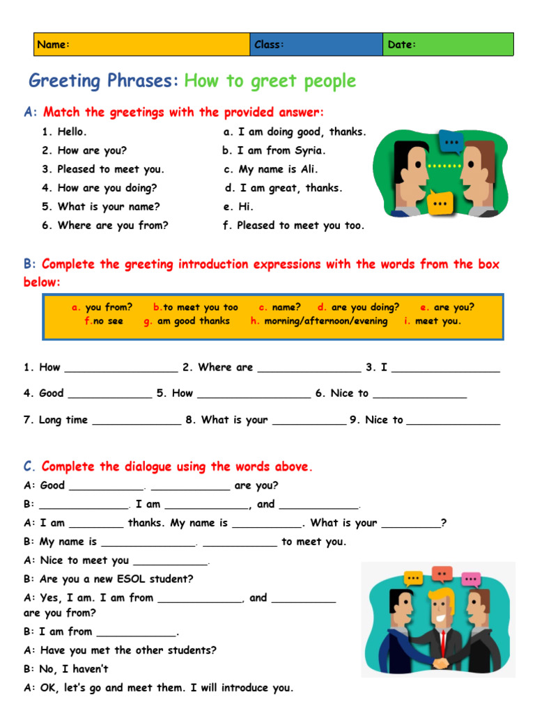 Greeting Phrases How To Greet People Conversation Topics Dialogs ...