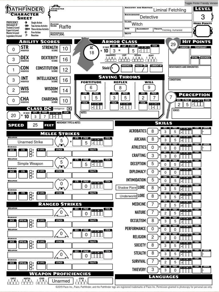 Fetchling lvl3 | PDF | Role Playing | Fantasy Games