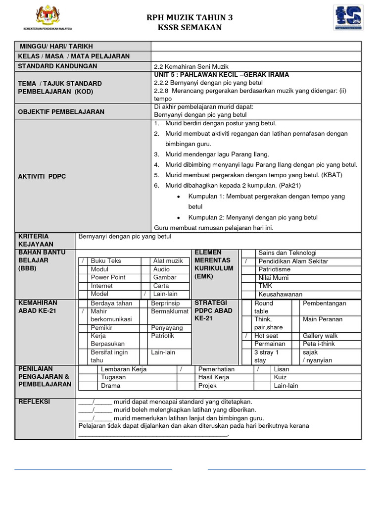 Rph Muzik Tahun 3 Parang Ilang Pdf