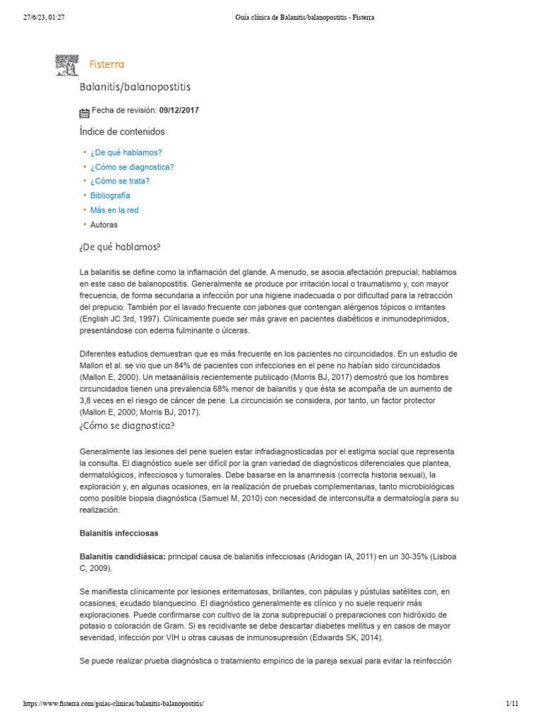 Guía Clínica de Balanitis - Balanopostitis - Fisterra | PDF | Medicina ...