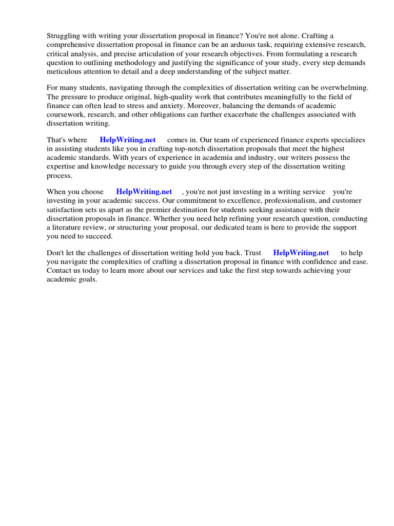 Dissertation Proposal Sample Finance | PDF | Thesis | Methodology
