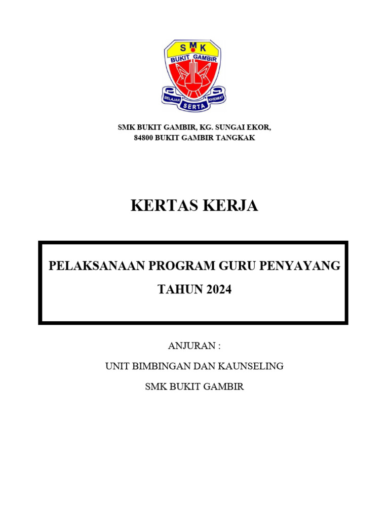 Kertas Kerja Program Guru Penyayang 2024 | PDF