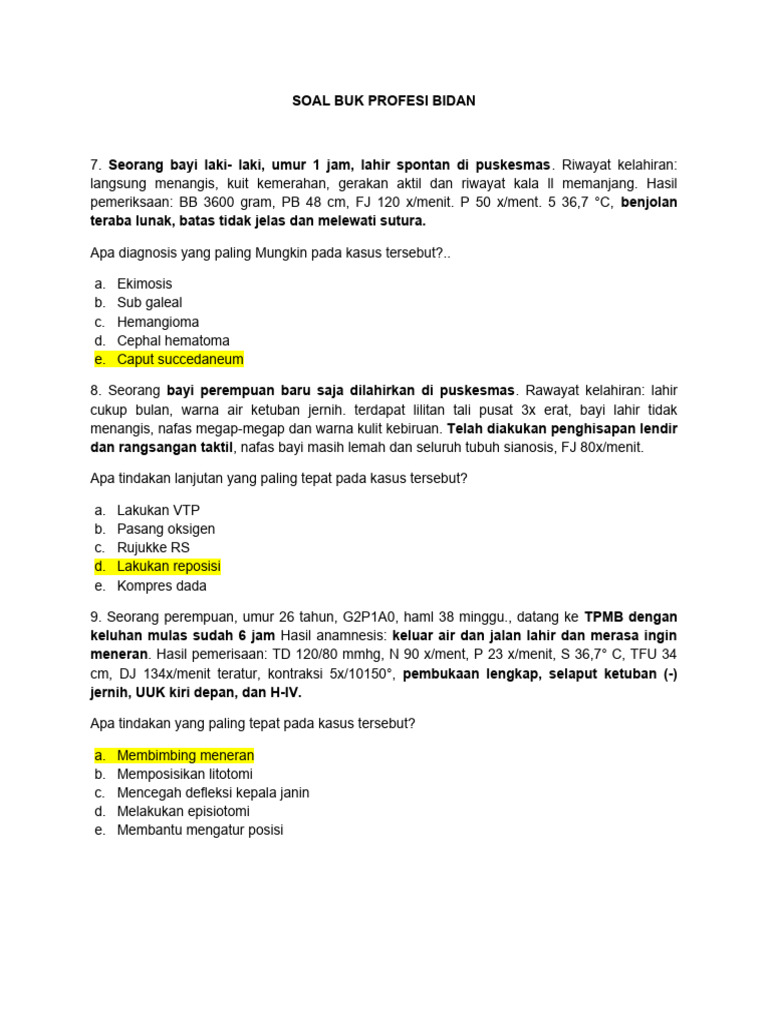 Soal Buk Profesi Bidan 2023 | PDF
