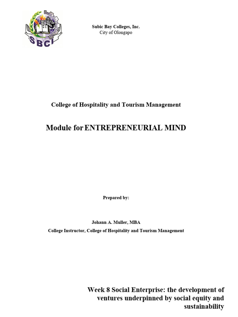 Entrep Week 008 - Module | PDF | Social Enterprise | Entrepreneurship