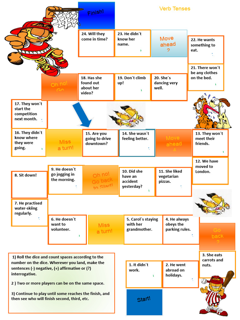 Verb-Tenses-Board-Game - UNIT 1 | PDF | Syntax | Morphology