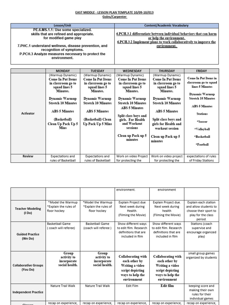 10-9 Lesson Plan | PDF | Cognition | Learning