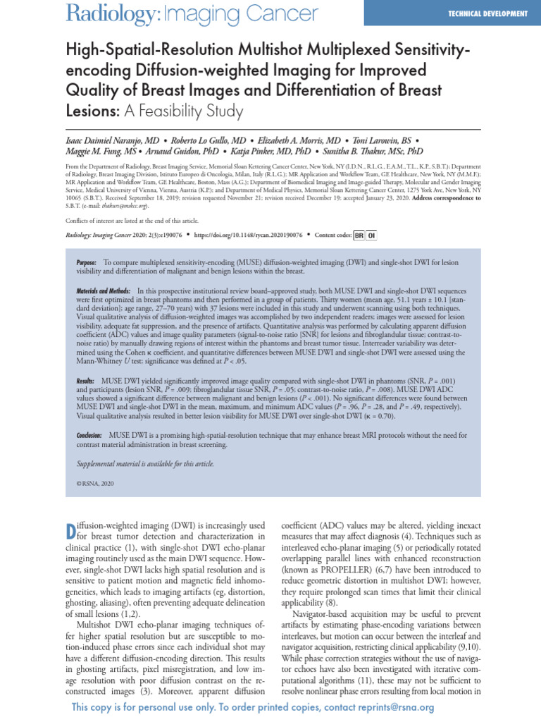 MUSE - Breast Feasiblity Study | PDF | Breast Cancer | Medical Imaging