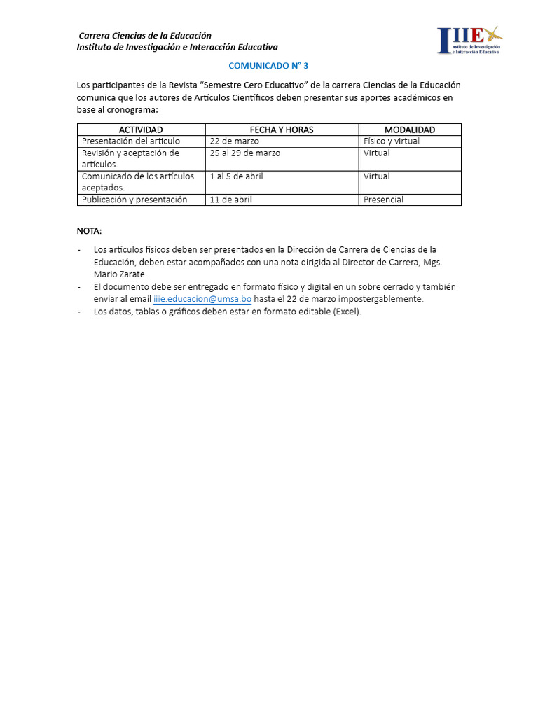 Comunicado 3 | PDF