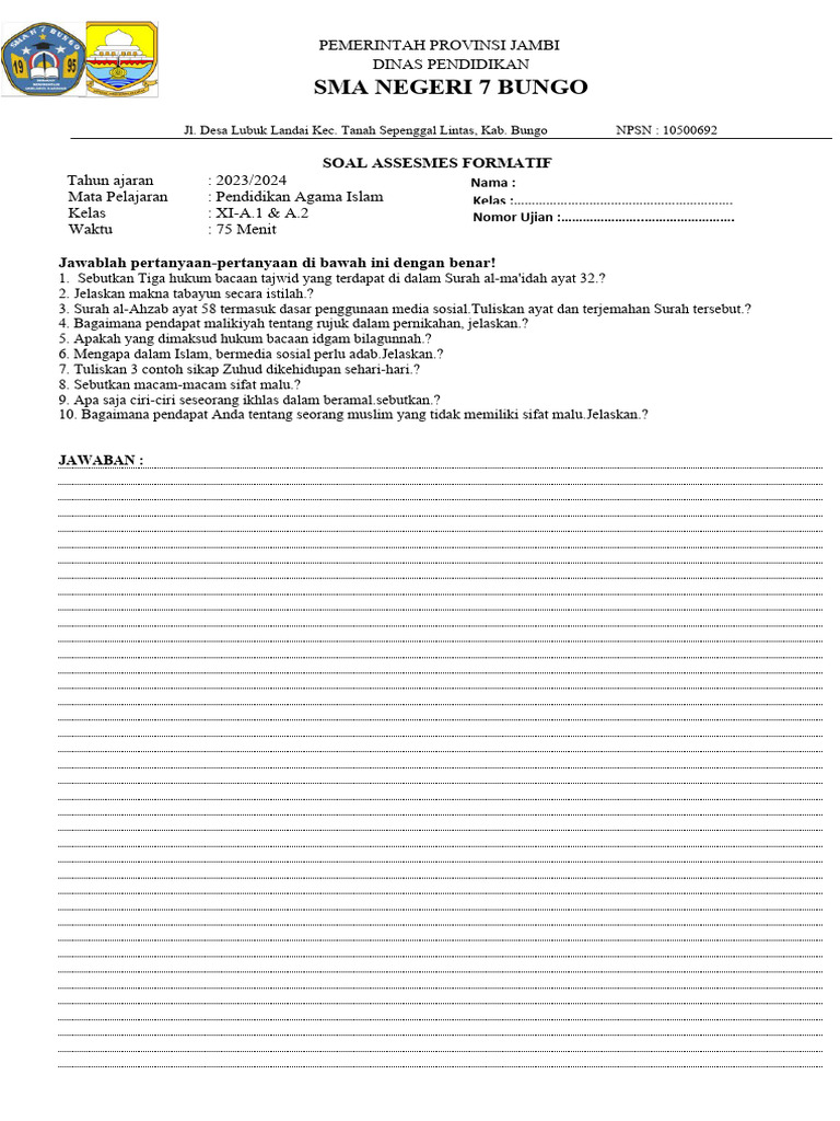 Soal Mid Pai Xi.2024 | PDF