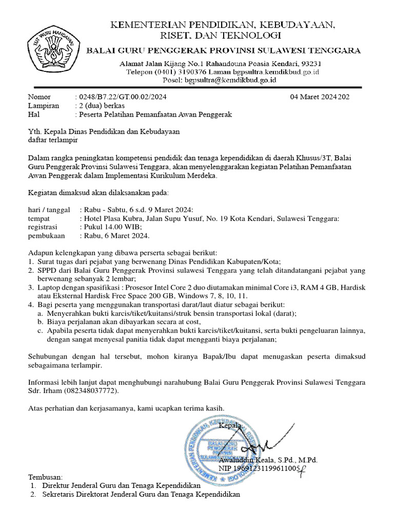 0248, Peserta Pelatihan Pemanfaatan Awan Penggerak | PDF