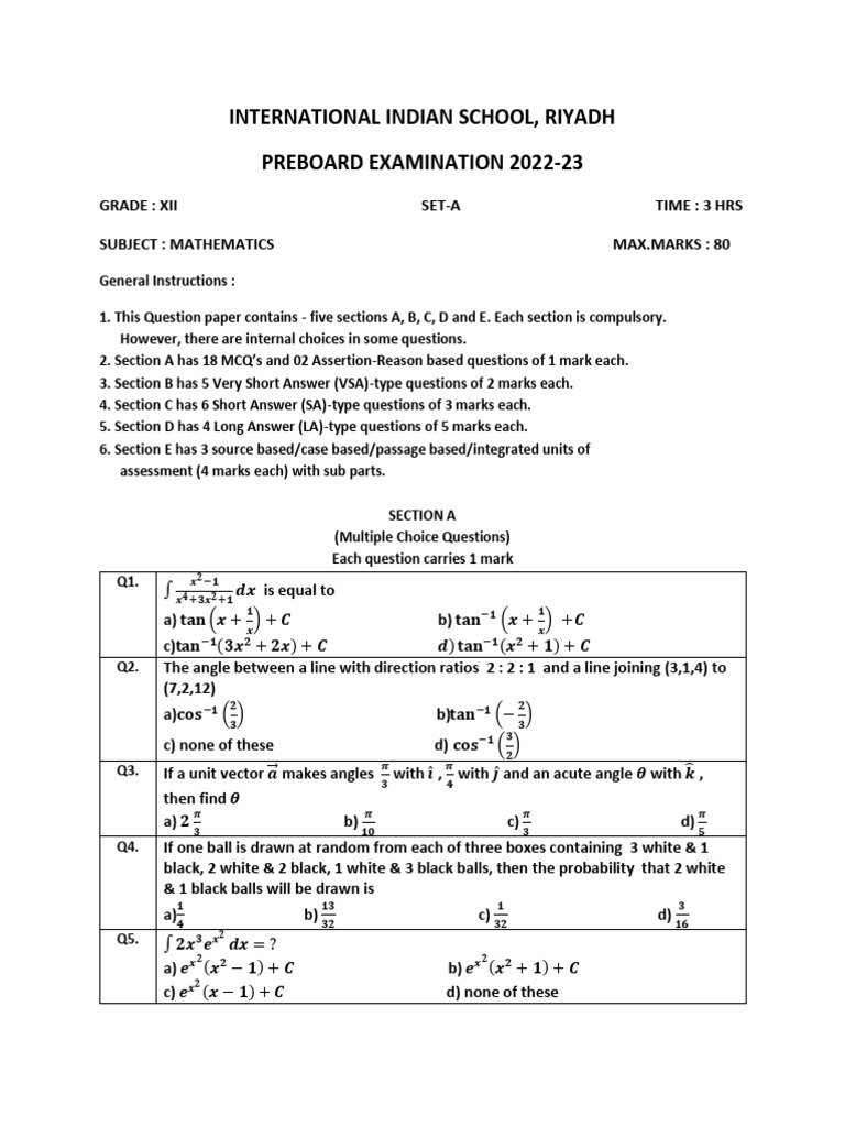 Preboard 12TH 2022-2023. | PDF | Geometry | Mathematics