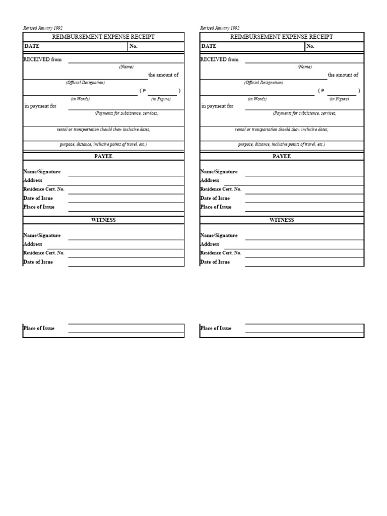 Reimbursement Expense Receipt Template | PDF | Expense