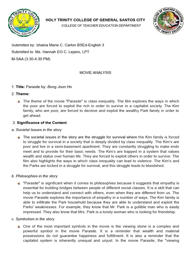 Movie Analysis (Parasite) | PDF