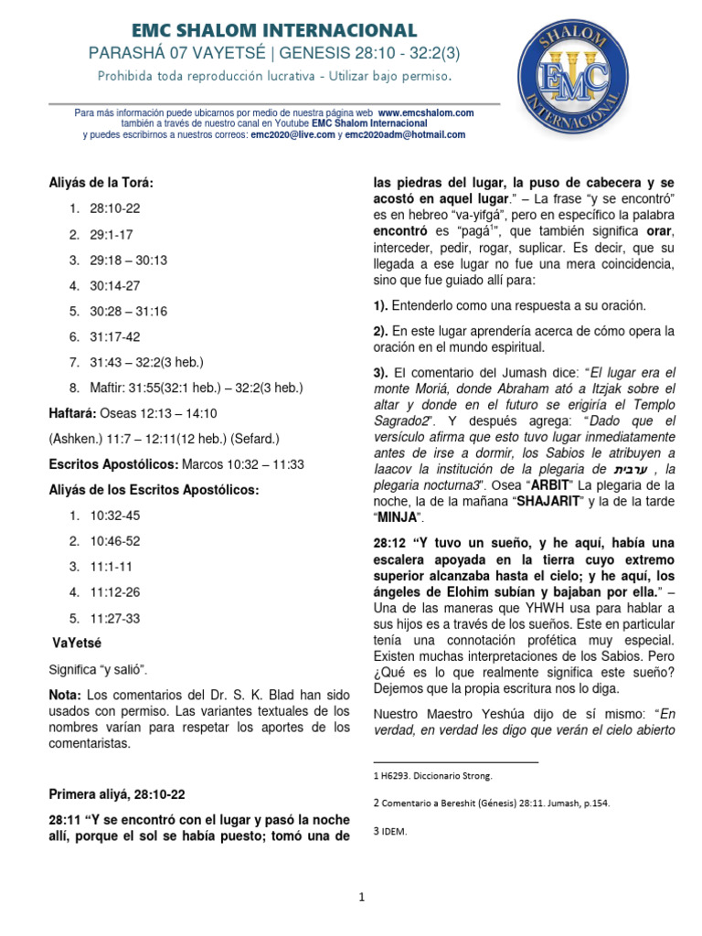 Parasha Vayetze | PDF | Tetragrammaton | Libro del Génesis