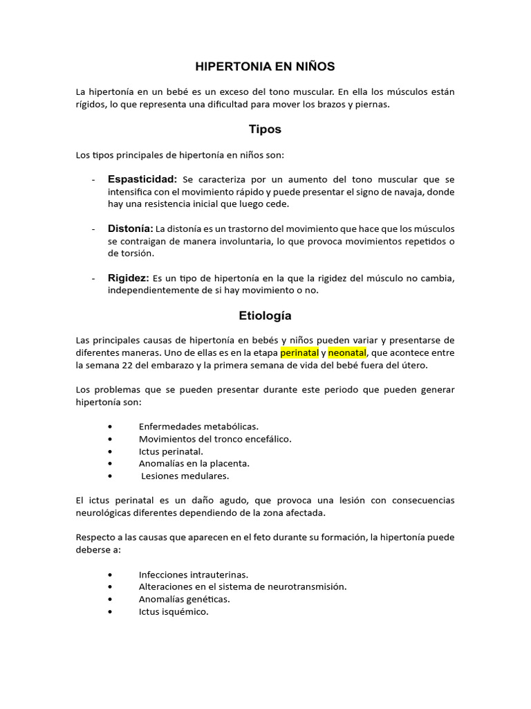 Hipertonía en Niños: Causas y Tratamiento | PDF | Carrera | Estreñimiento