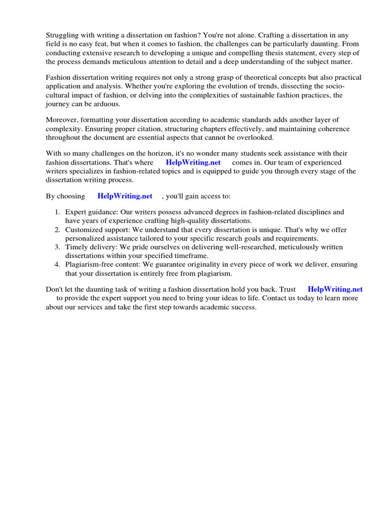 Fashion Dissertation Proposal Examples | PDF | Thesis | Fashion