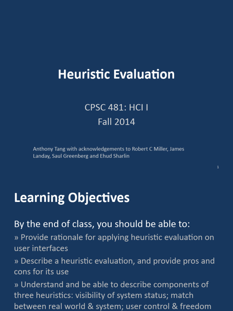 481 22 Heuristic Evaluation 1 | PDF | Usability | Information Technology