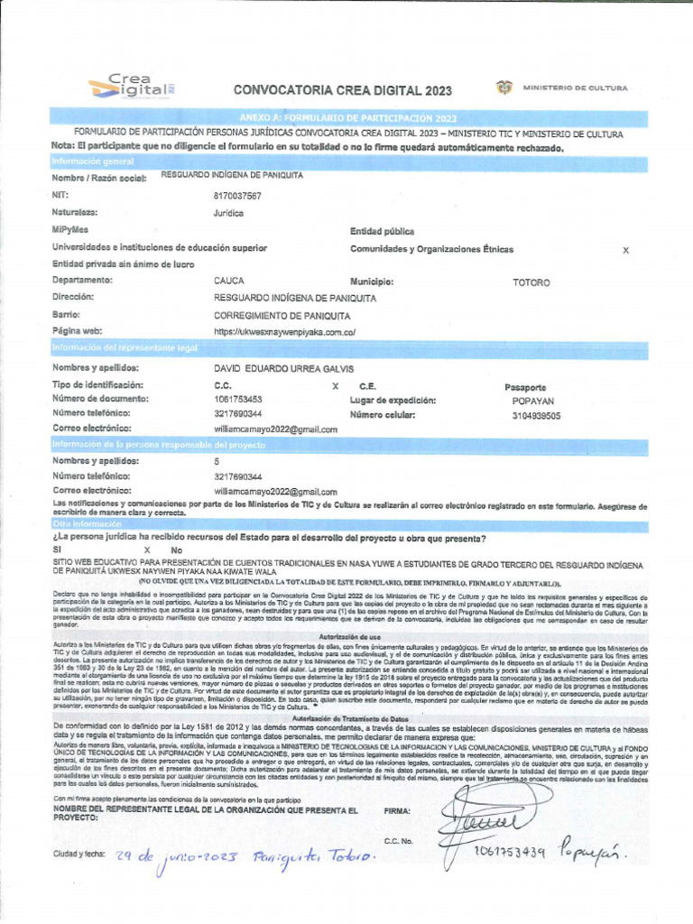 Formulario 2023 | PDF