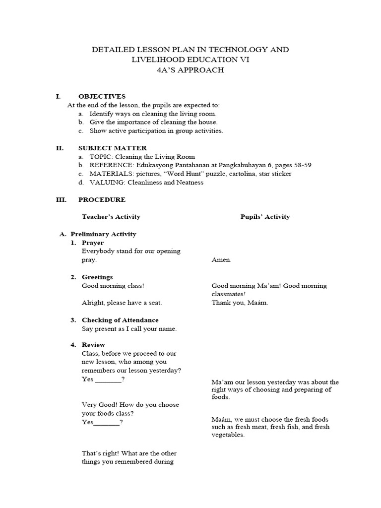 Lesson Plan EPP Grade 6 | PDF | Housekeeping