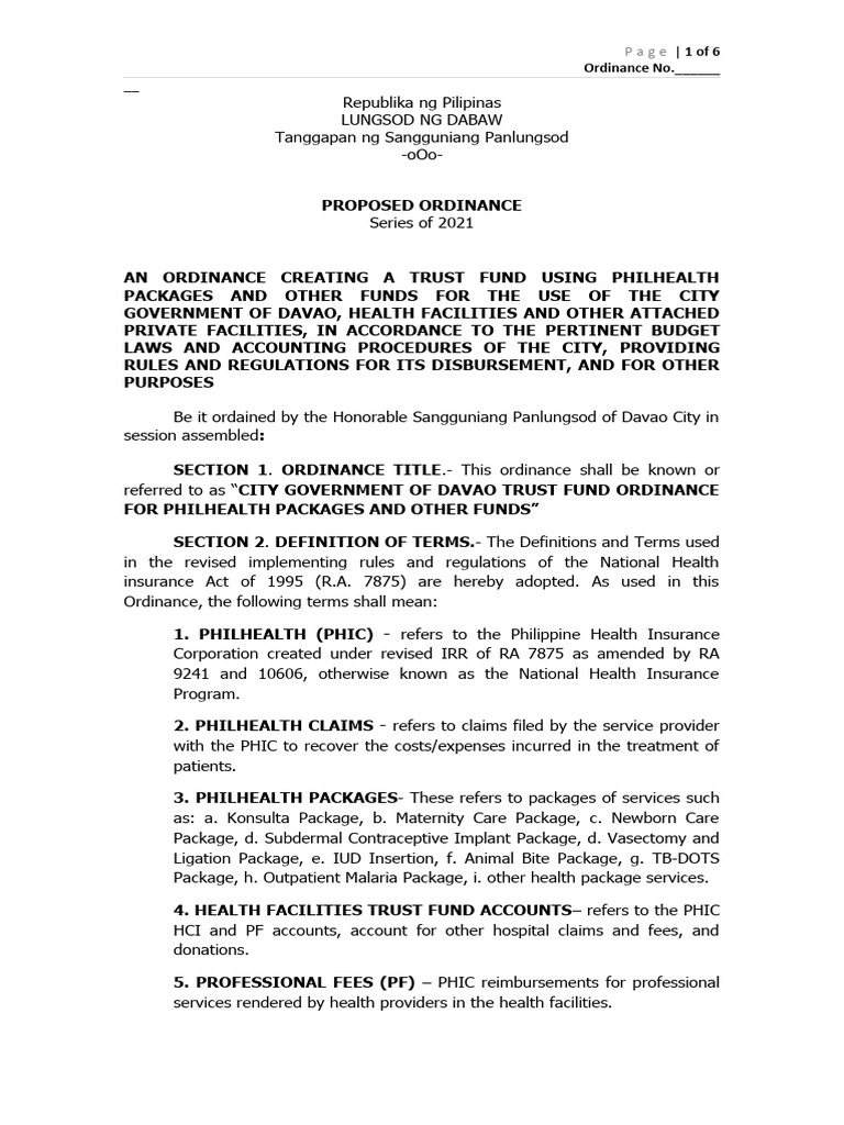 PHIC Packages Ordinance 1 3 | PDF | Health Care | Social Programs
