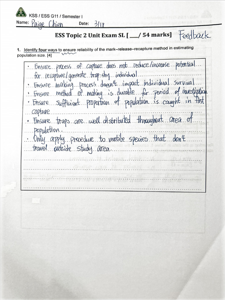 ESS Unit 2&1 Exam Feedback Paige | PDF