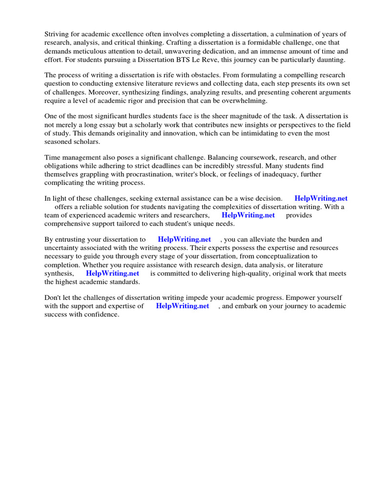 Dissertation Bts Le Reve | PDF | Thesis