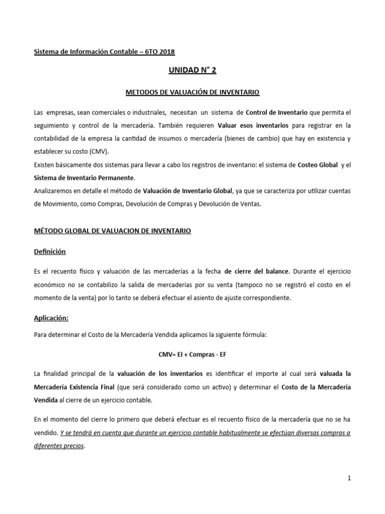 Apunte U2 | PDF | Contabilidad | Valoración (Finanzas)