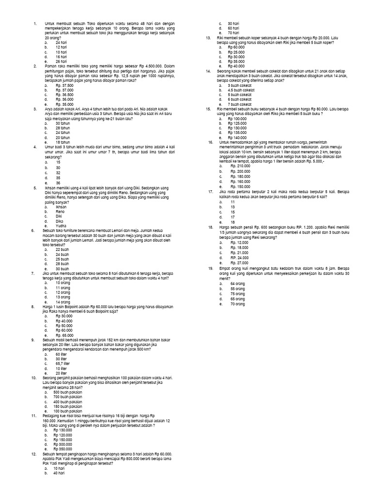 Perbandingan Soal 09 Februari 24 Casis | PDF