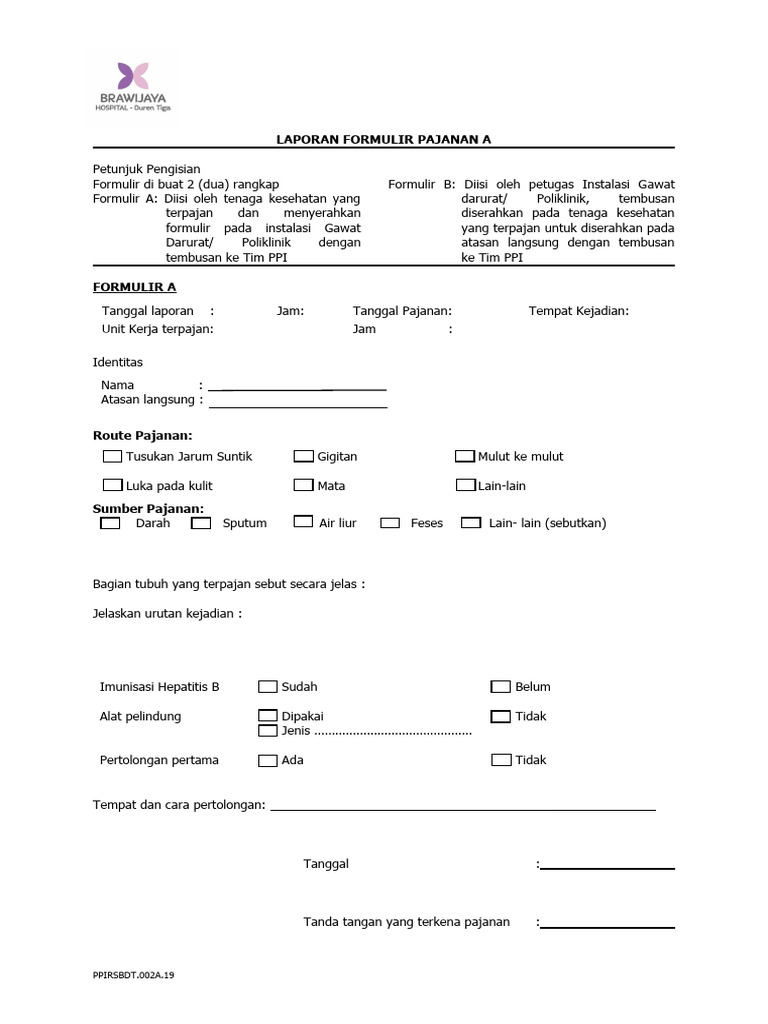 Form A Laporan Pajanan | PDF