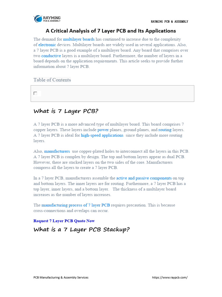 A Critical Analysis of 7 Layer PCB and Its Applications | PDF | Printed ...