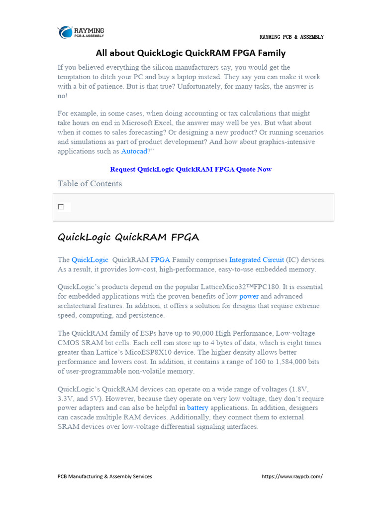 All About QuickLogic QuickRAM FPGA Family | PDF | Field Programmable Gate Array | Random Access ...