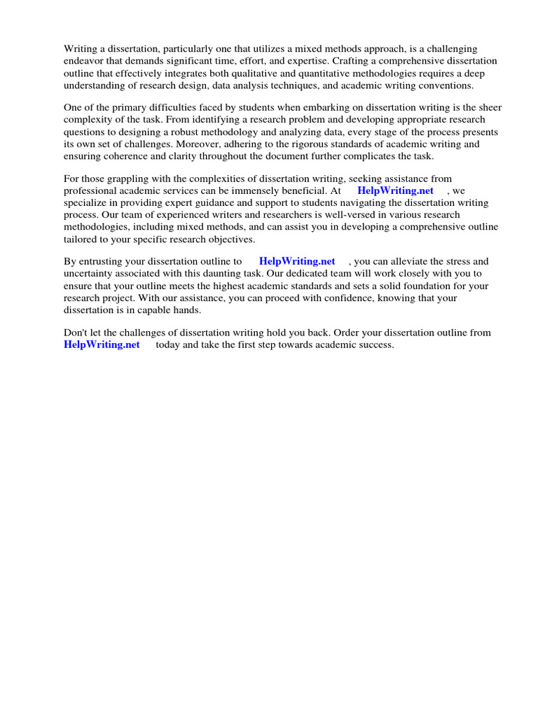 Dissertation Outline Mixed Methods | PDF | Methodology | Quantitative Research