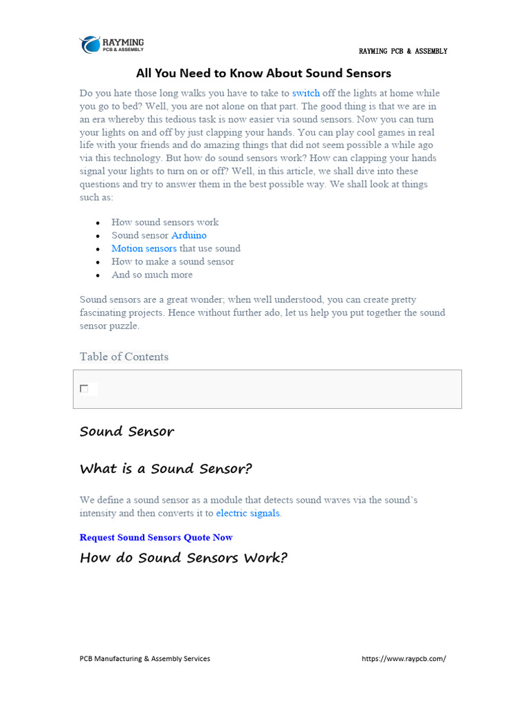 All You Need to Know About Sound Sensors | PDF | Microphone | Decibel