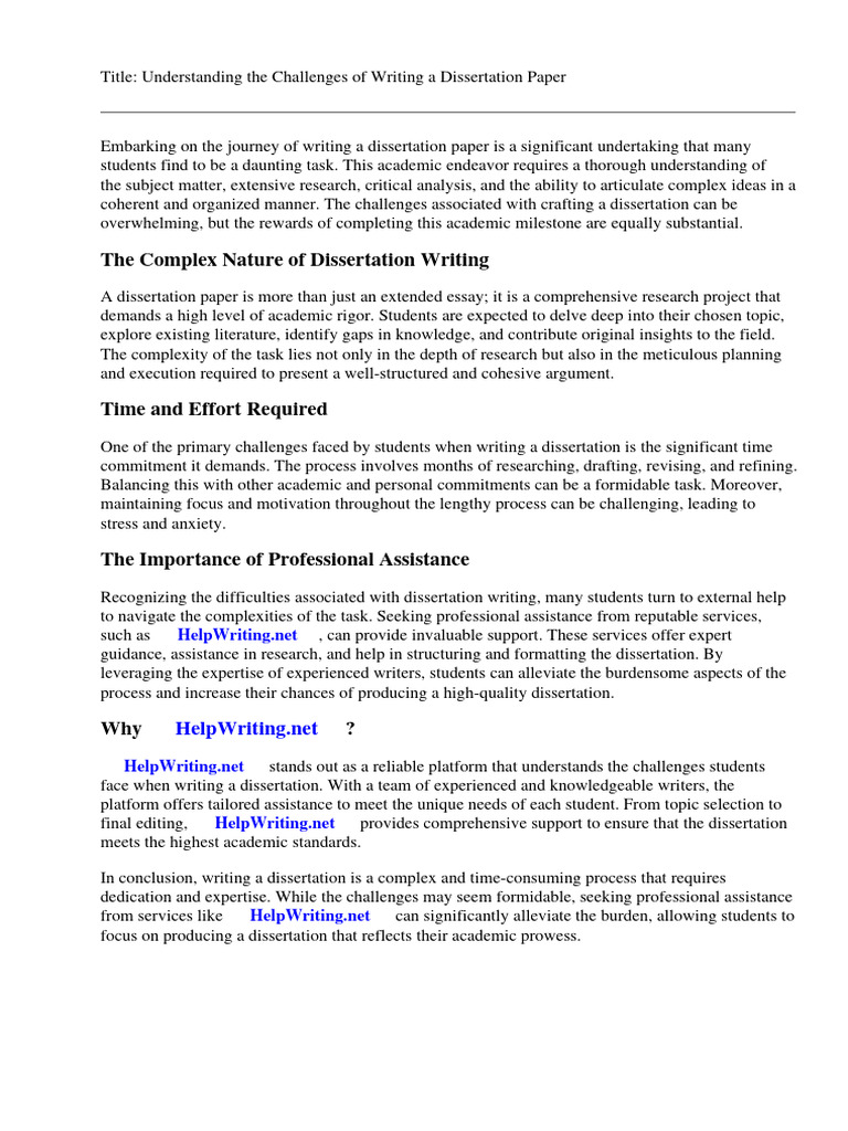 What Is A Dissertation Paper | PDF | Literature Review | Thesis