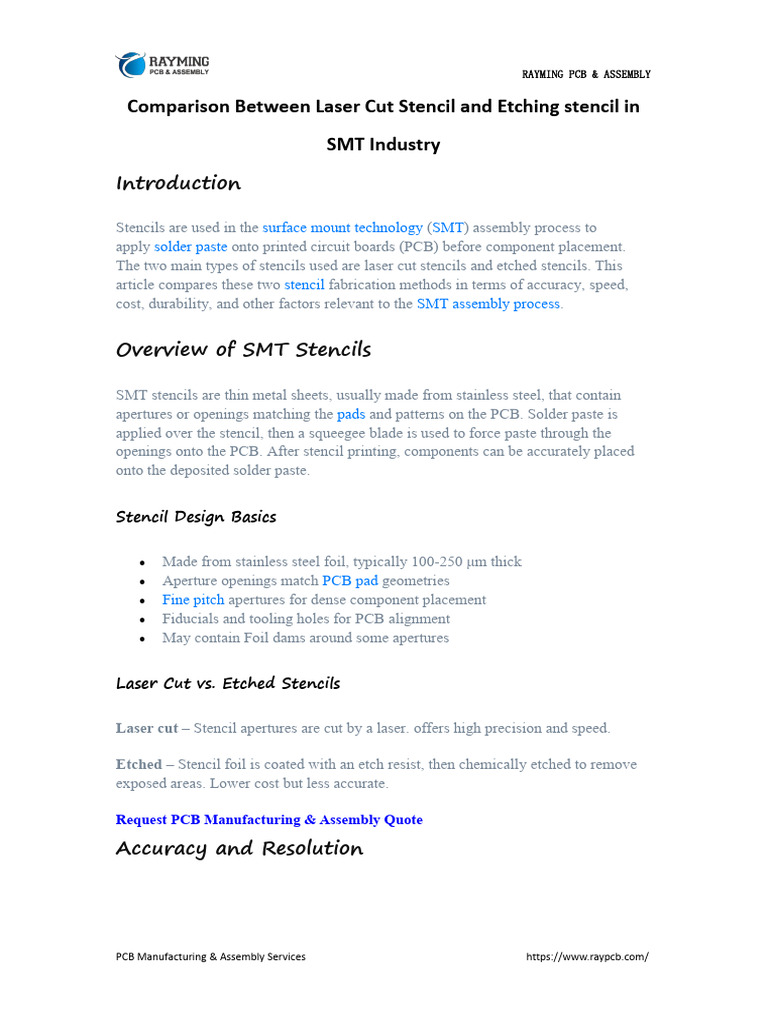 SMT Stencil Comparison Guide | PDF | Printed Circuit Board | Materials
