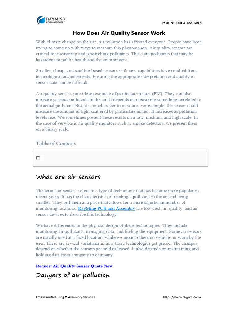 How Does Air Quality Sensor Work | PDF | Particulates | Air Pollution