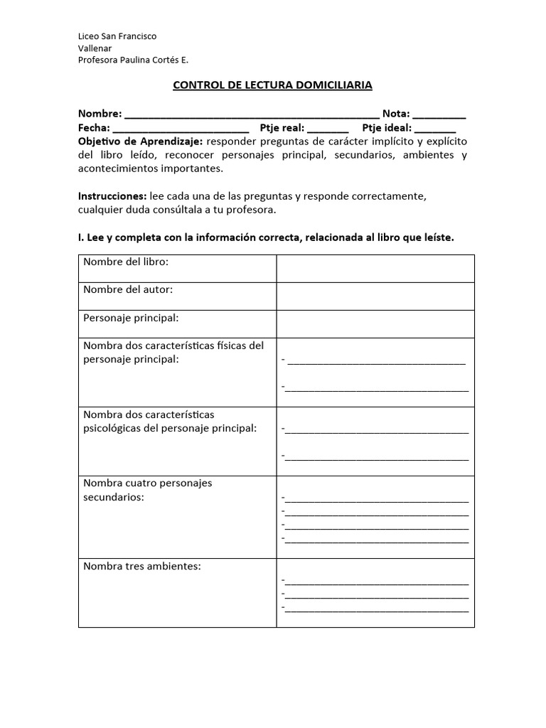 Control de Lectura Mac | PDF | Libros para adolescentes